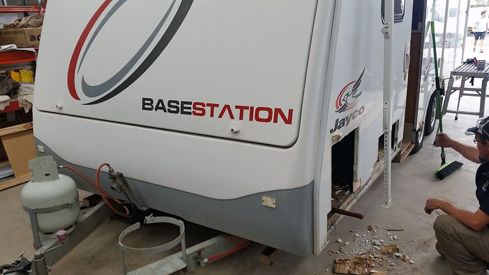 Cracked frame repairs on fibreglass skinned vans